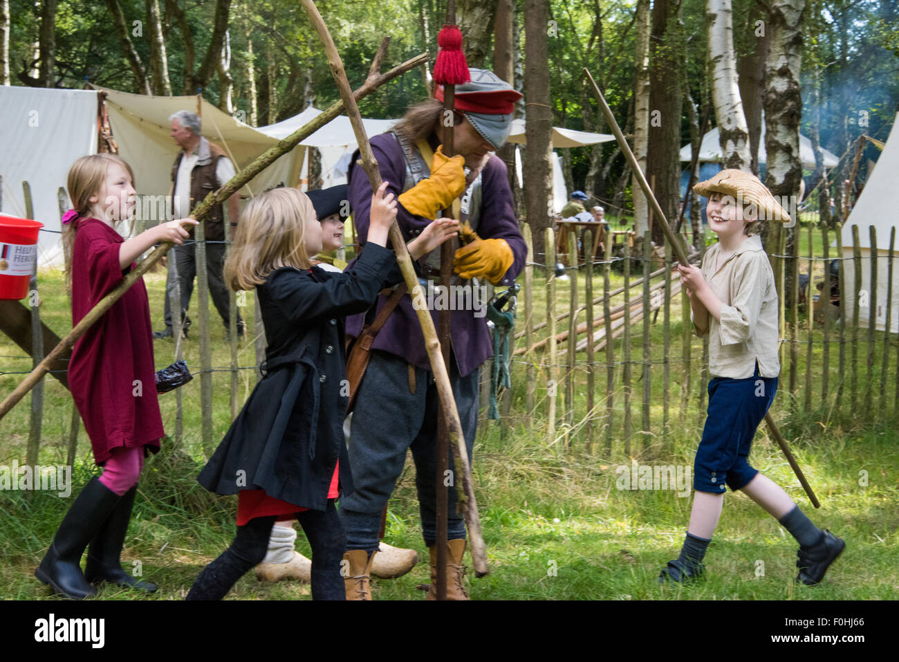 Children taking a 1700 Yeomanry soldier captive at re-enactment Cannock ...