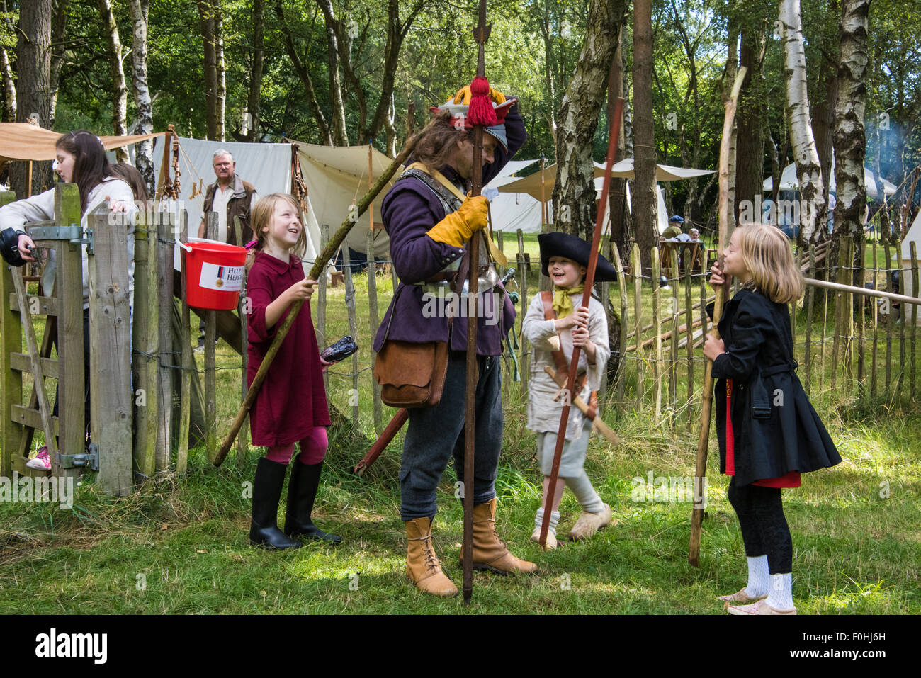 Children taking a 1700 Yeomanry soldier captive at re-enactment Cannock ...