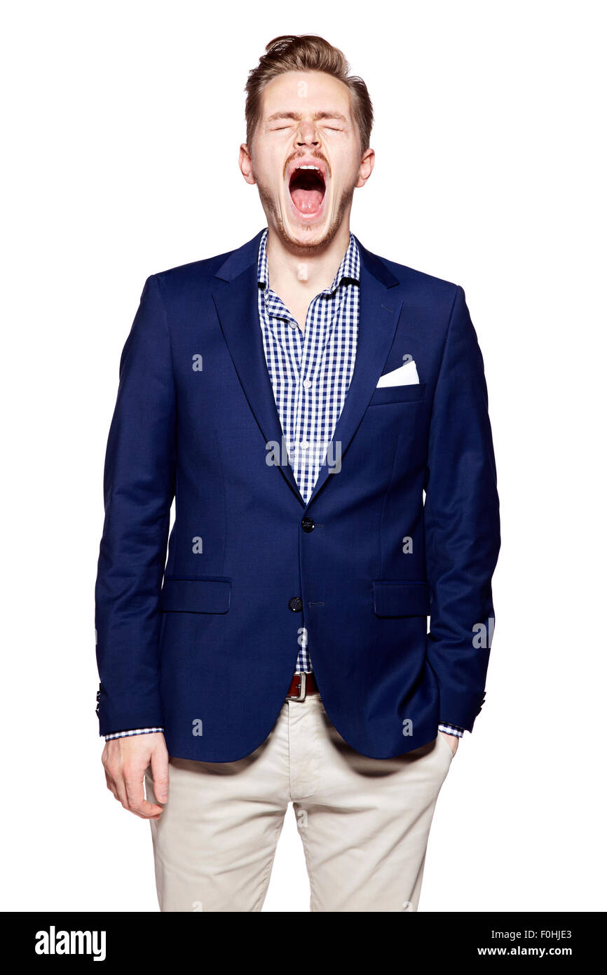 Bored yawn tired man Cut Out Stock Images & Pictures - Alamy