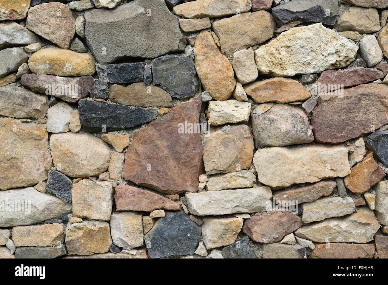 Detail of a stone wall with different size of rock Stock Photo - Alamy
