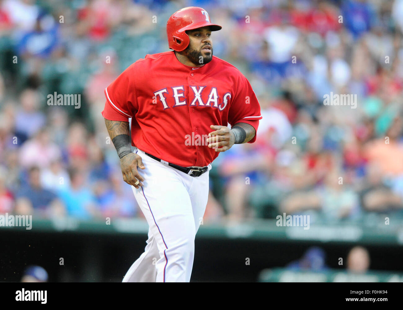 AUG 14, 2015: Texas Rangers designated hitter Prince Fielder #84 during ...