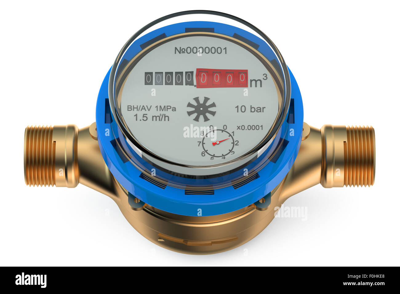 cold water meter isolated on white background Stock Photo - Alamy