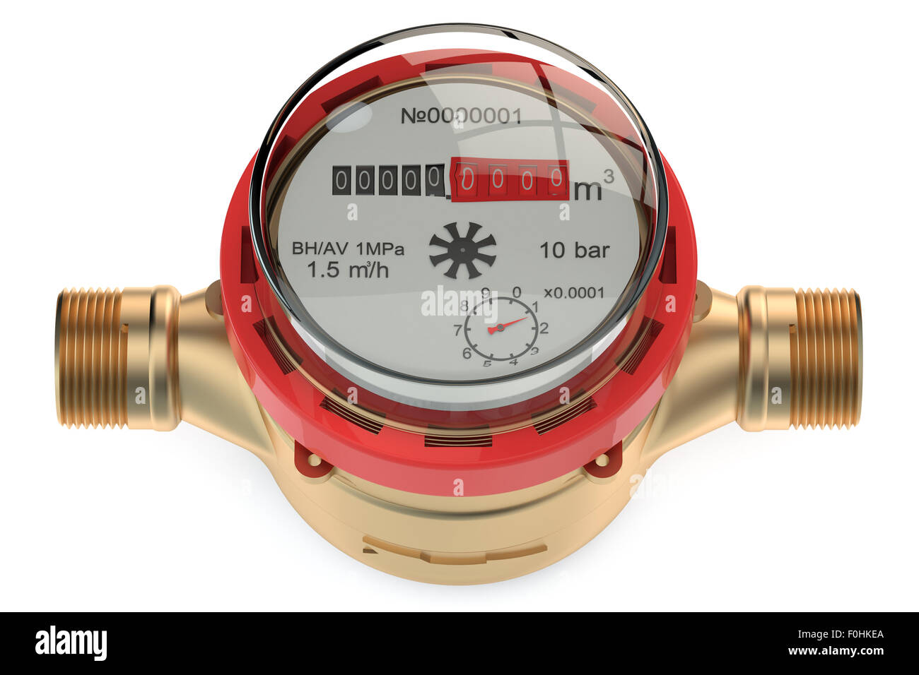 hot water meter isolated on white background Stock Photo - Alamy