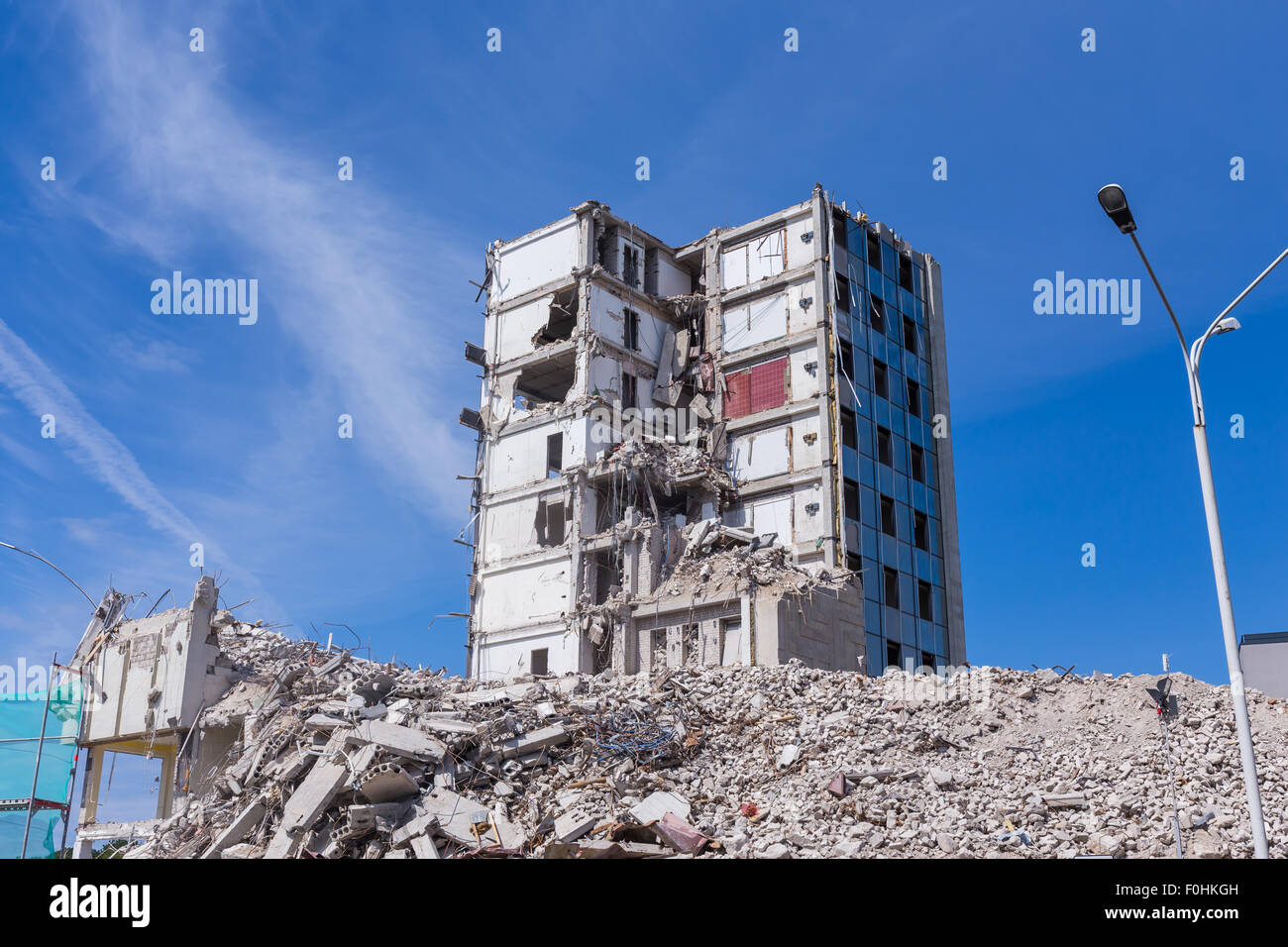 Pieces of Metal and Stone are Crumbling from Demolished Stock Photo - Alamy