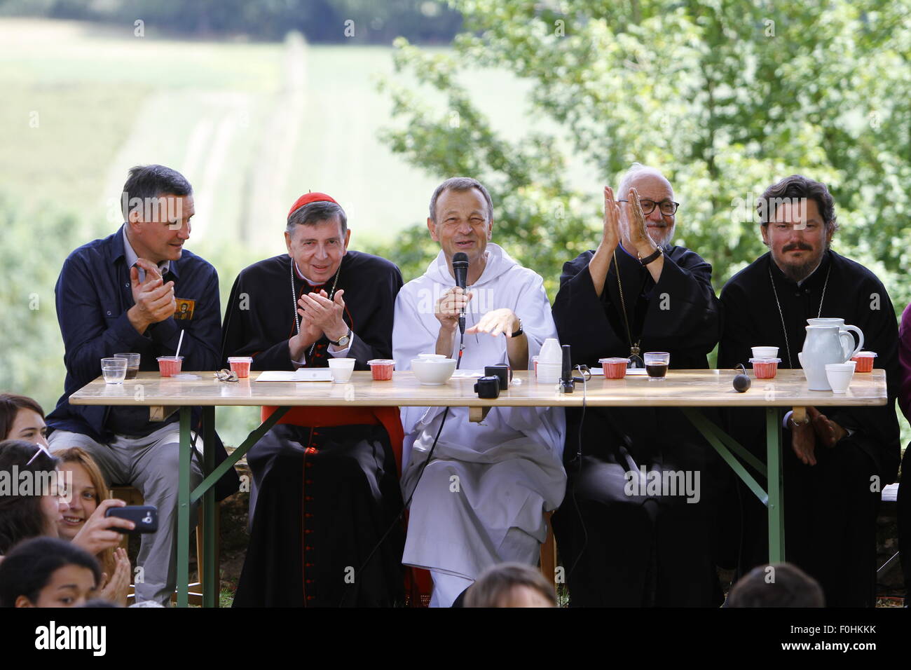 Taizé, France. 16th August 2015. Brother Alois (centre), the Prior of ...