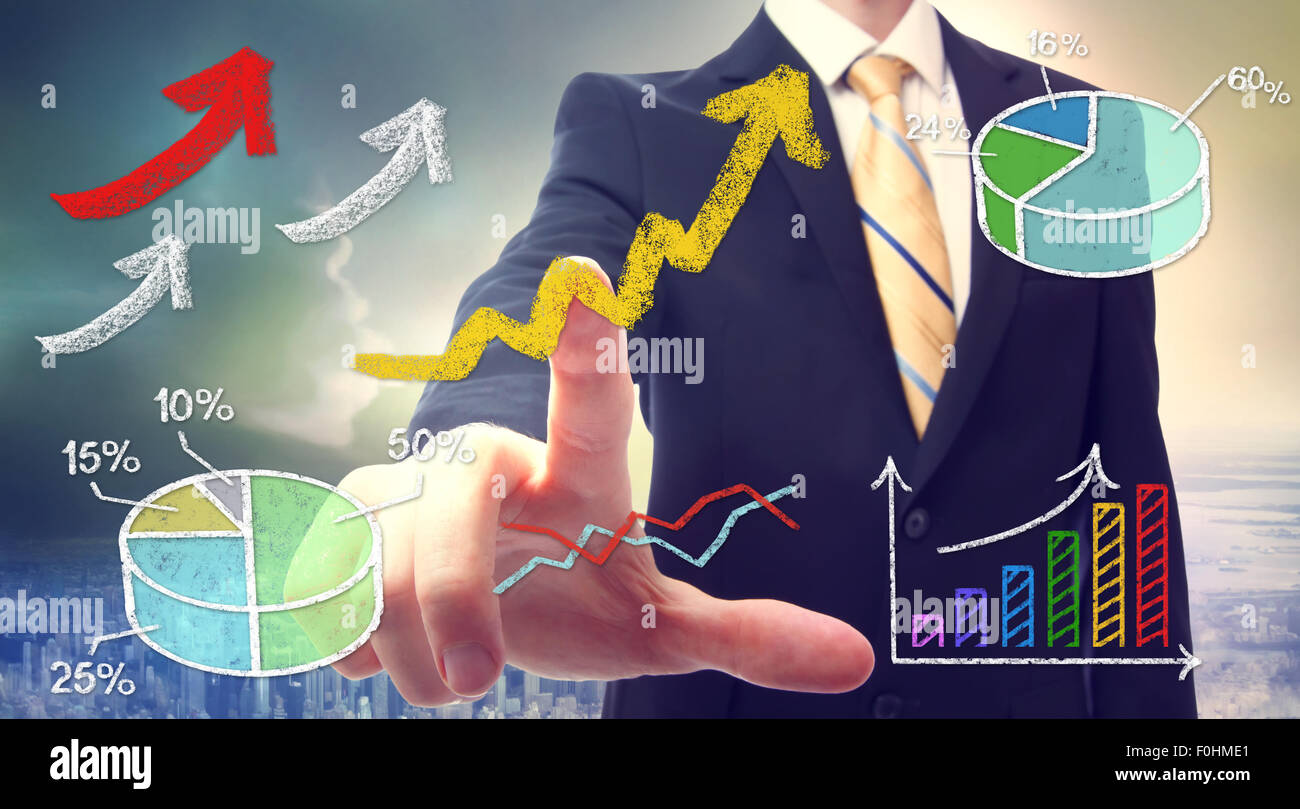 Businessman pointing at rising arrows and graph cartoon Stock Photo - Alamy Businessman pointing at rising arrows and graph cartoon Stock Photo - Alamy