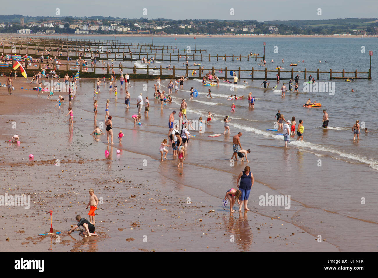 Beach holiday - crowded beach at Dawlish Warren, Devon Stock Photo - Alamy