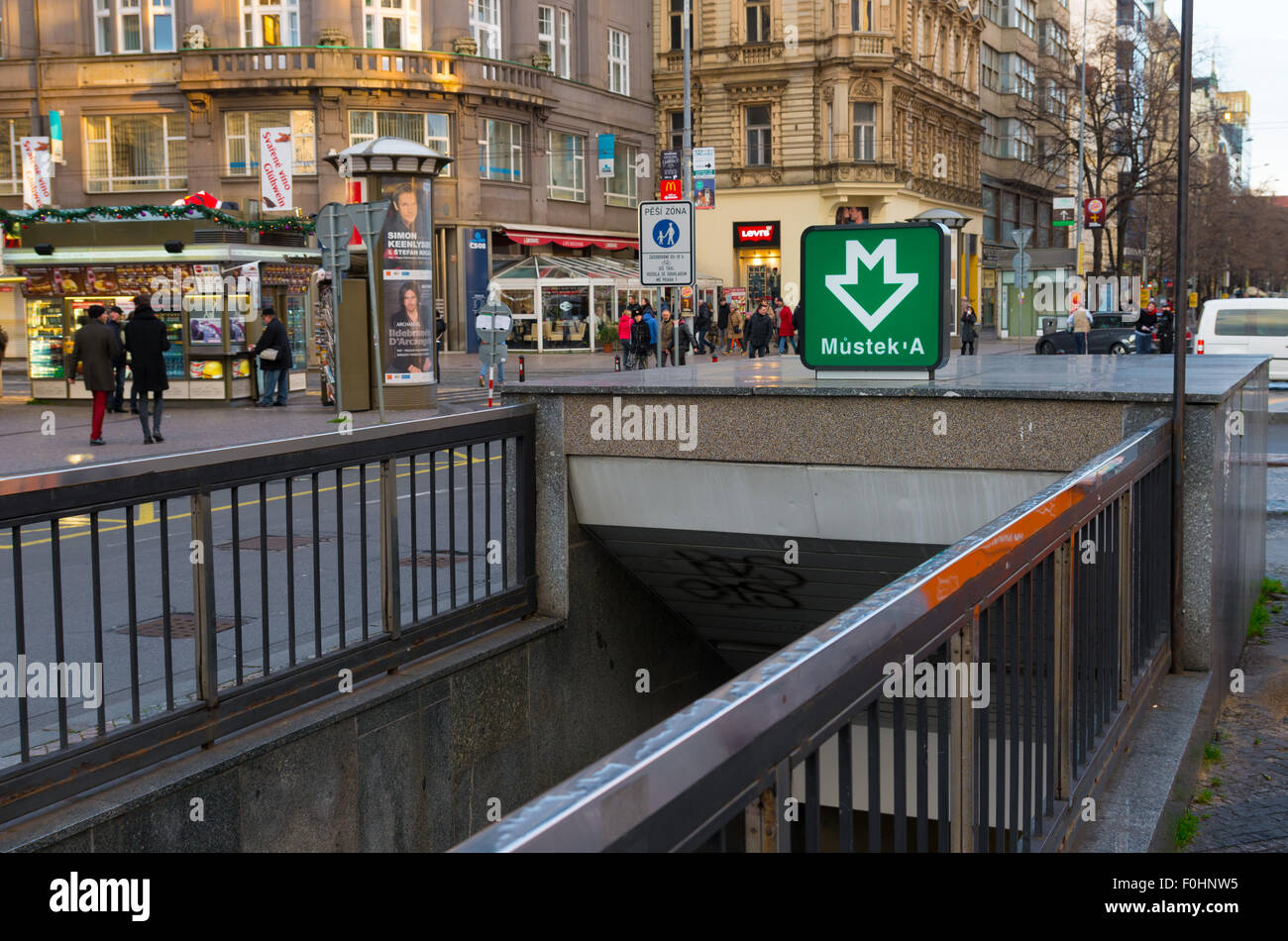Prague Metro Mustek Sign Stock Photos & Prague Metro Mustek Sign Stock ...