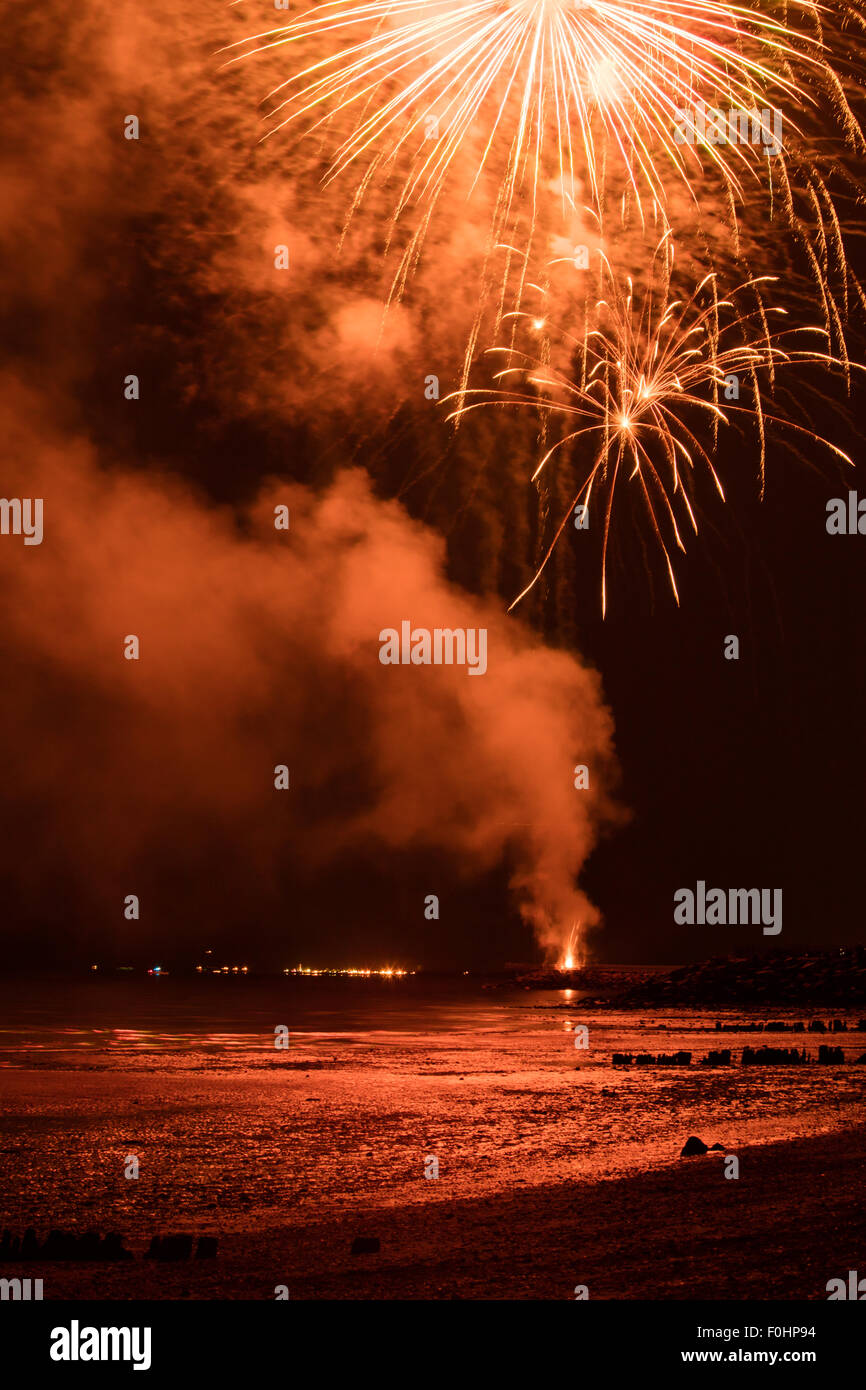 Fireworks at Old Bridge, NJ beach in Morgan Stock Photo - Alamy