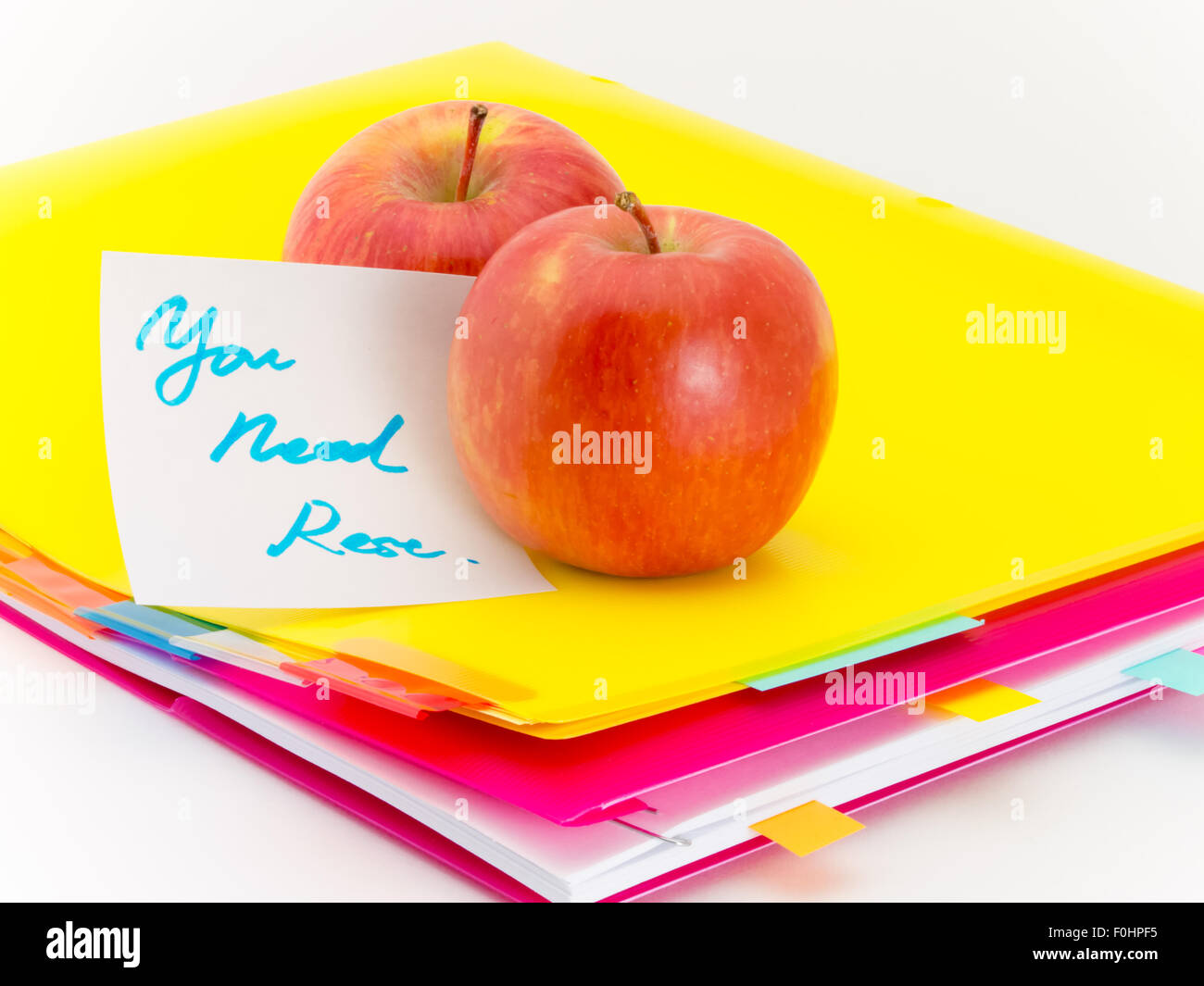 Present of fruits and messages for careing hard work Stock Photo - Alamy