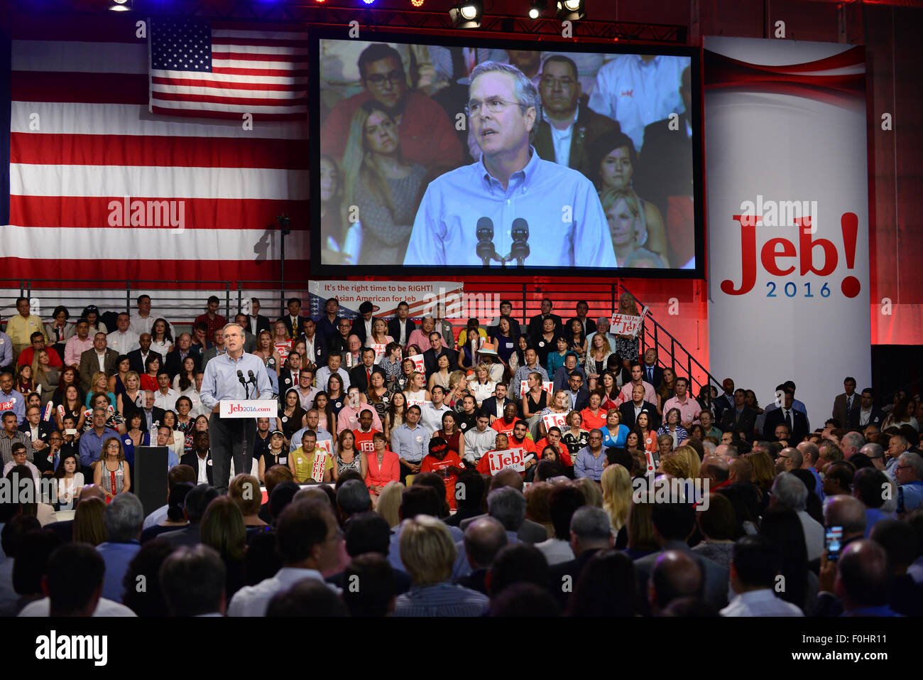 Former Florida Governor Jeb Bush on stage to announce his candidacy for ...