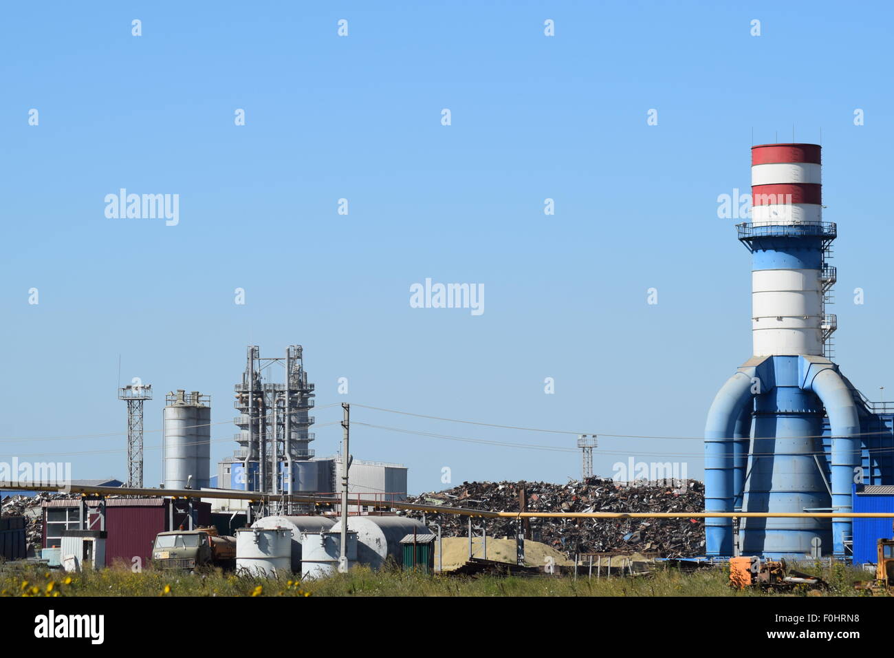 Waste recycling plant. Big plant for processing of household waste in ...