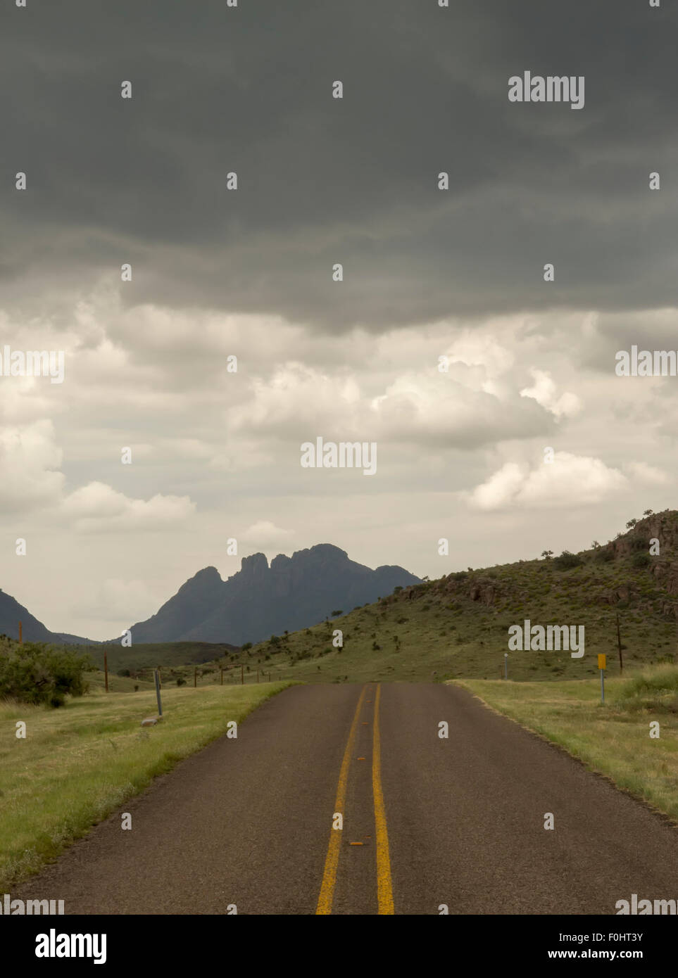 West Texas rural road in the Davis Mountains area, Jeff Davis County ...