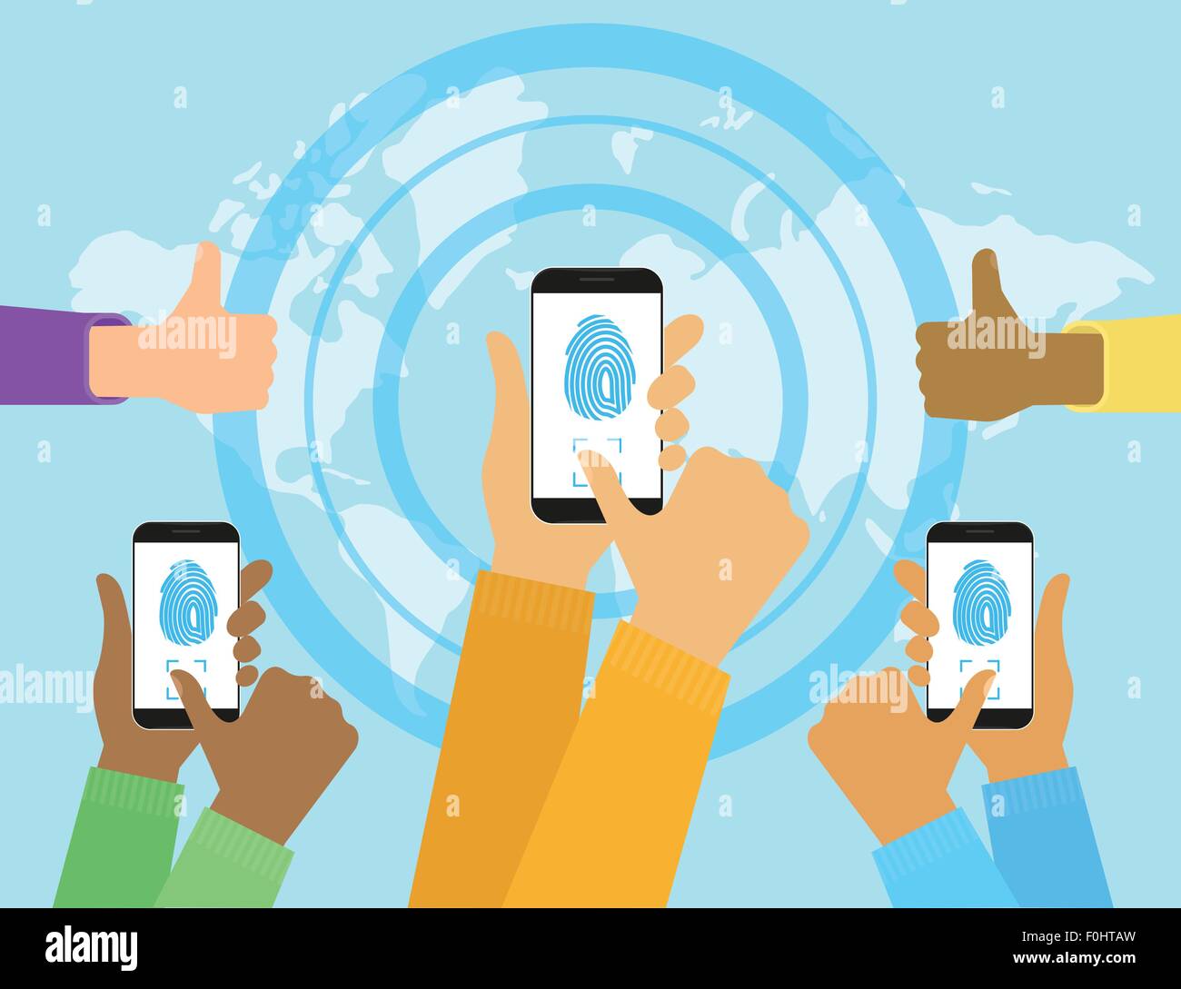 Fingerprint on screen smart Stock Vector Images - Alamy