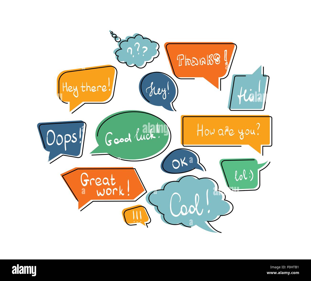 Flat contour speech bubbles Stock Vector Image & Art - Alamy
