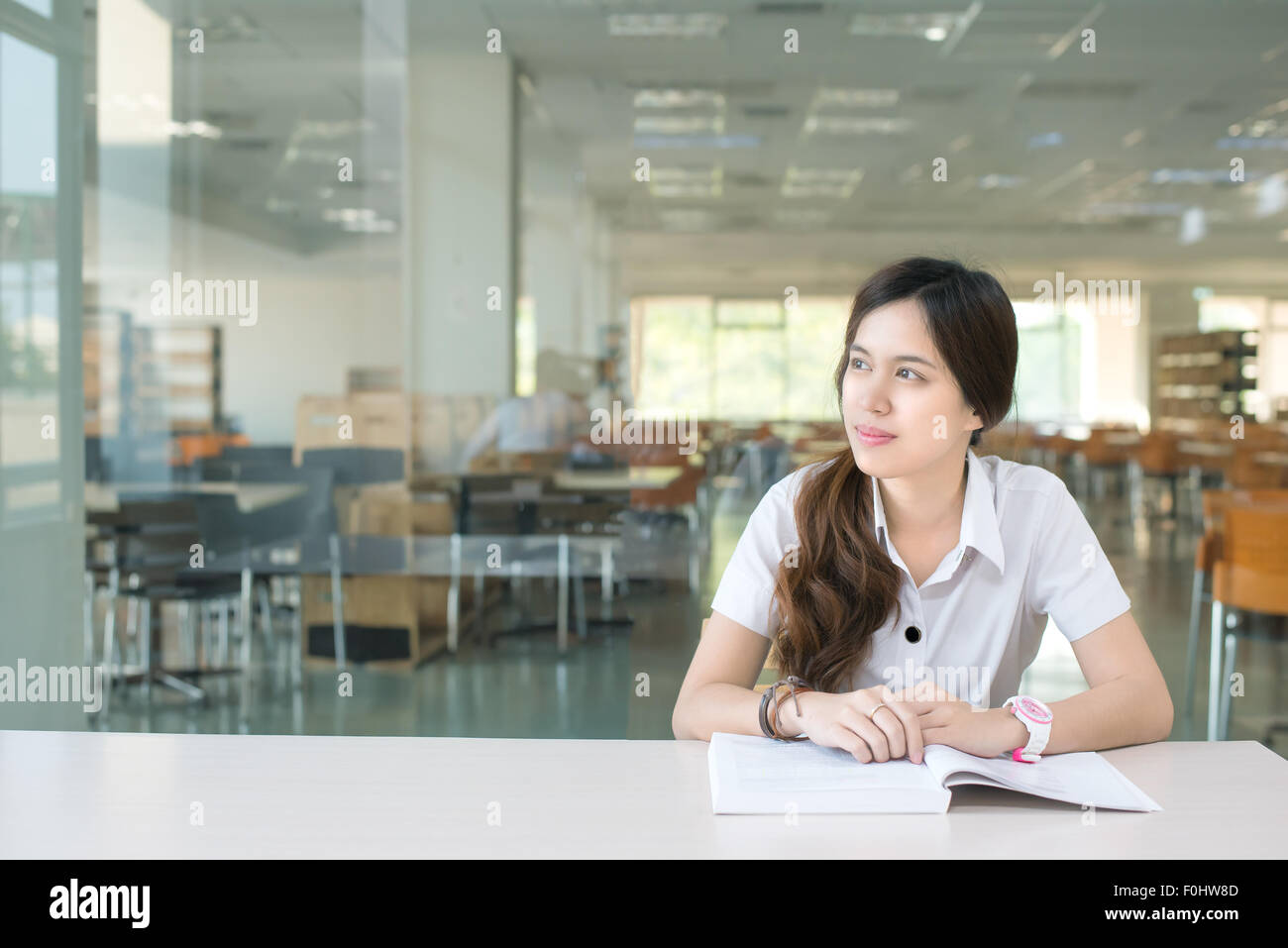 Asian student wondering or thinking about something Stock Photo - Alamy