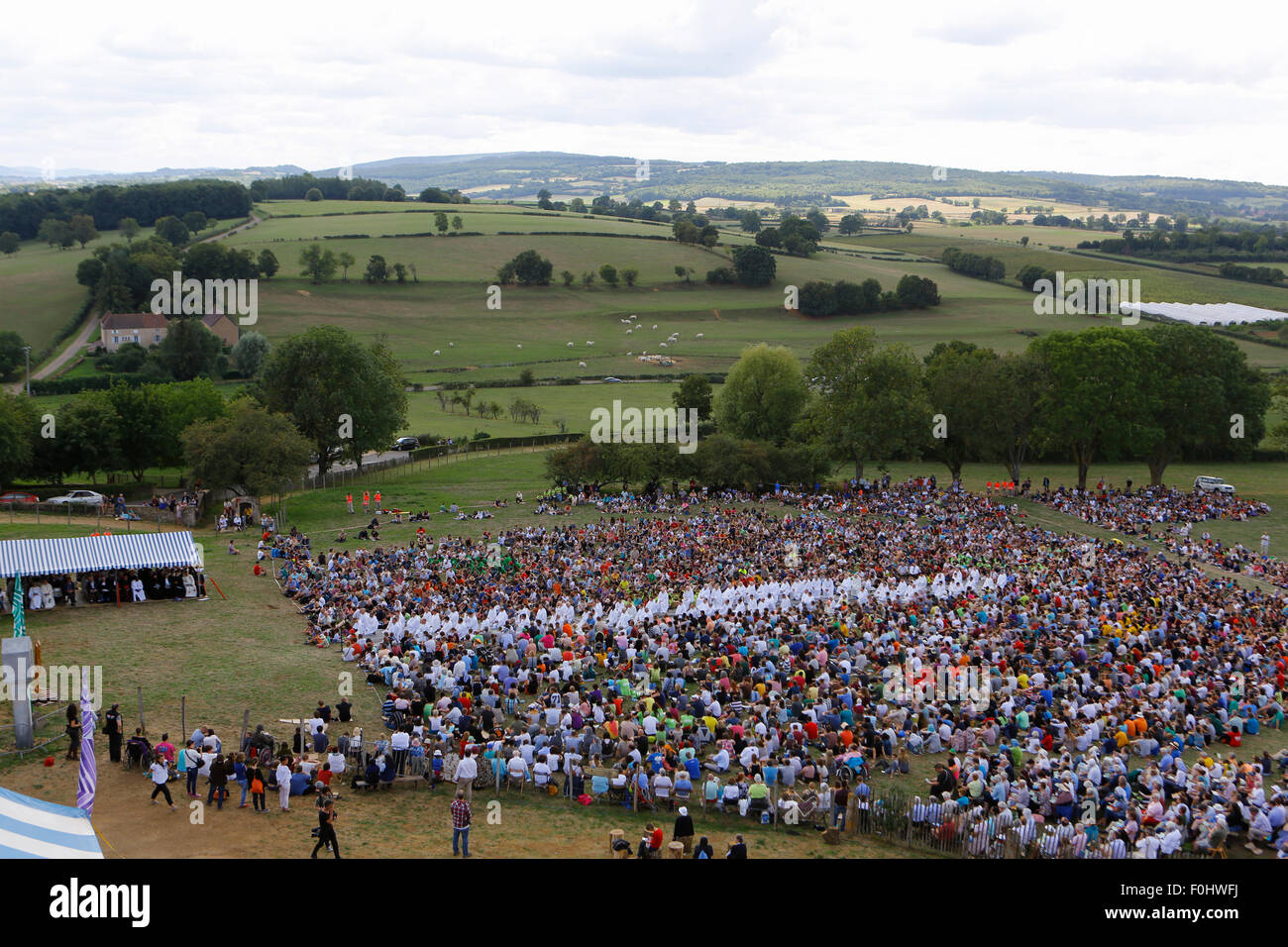 Taizé, France. 16th August 2015. Thousands of pilgrims have come to ...