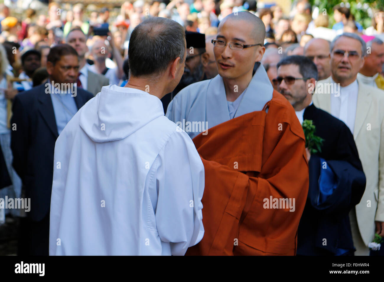 Taizé, France. 16th August 2015. Brother Alois (left), the Prior of the ...