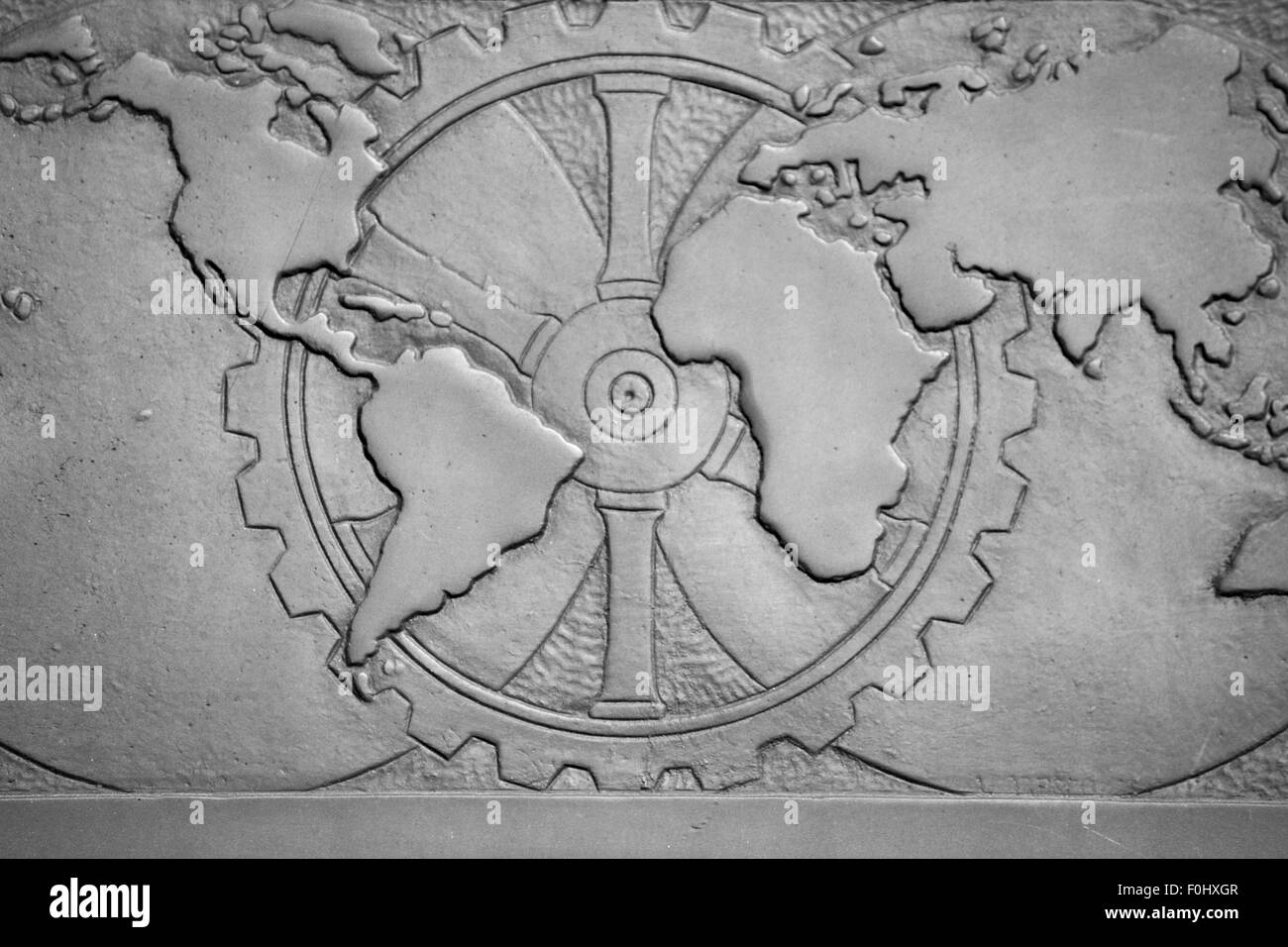 Map of the world on a grave in La Recoleta Cemetery, a famous cemetery ...