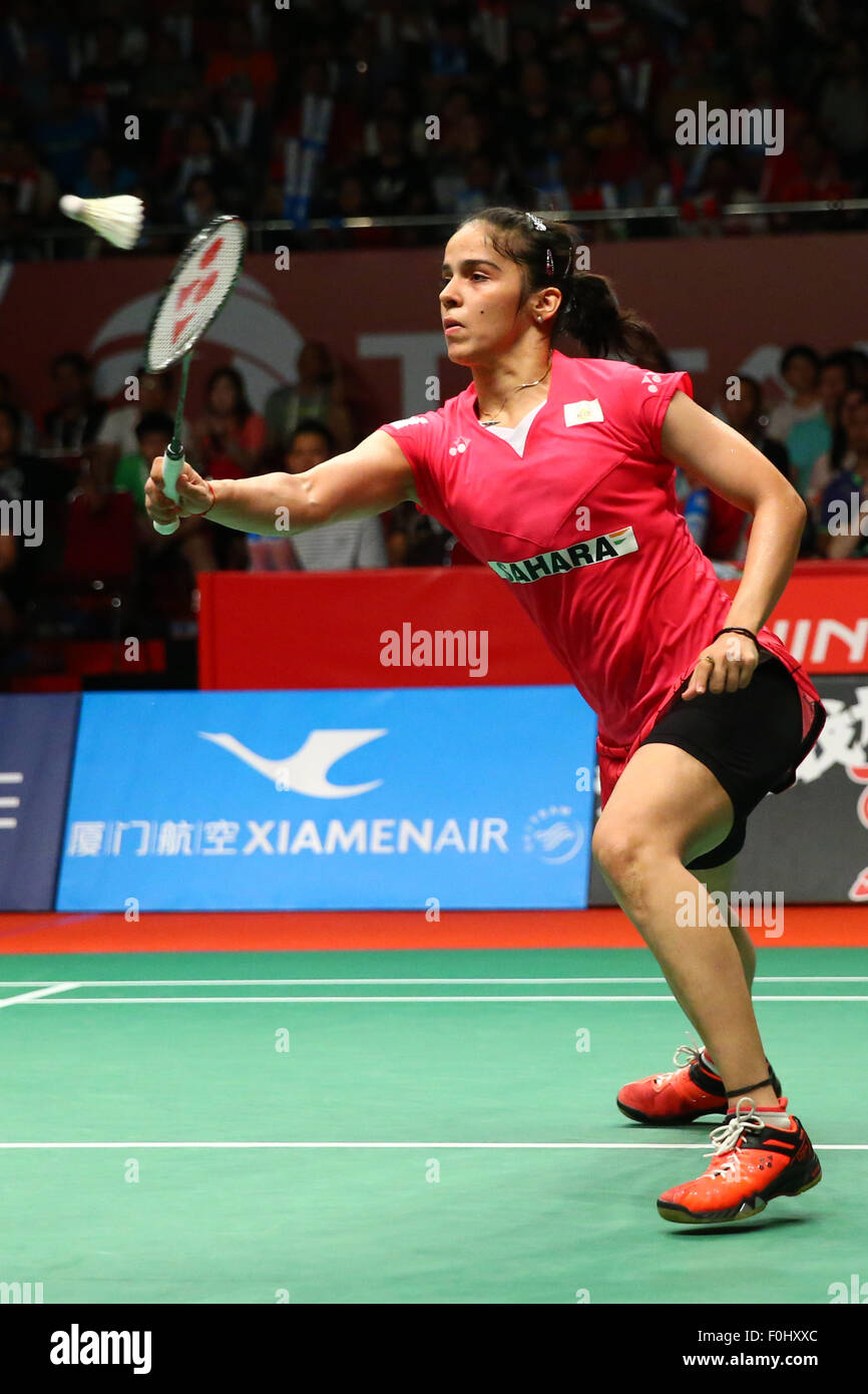 Istora Senayan Arena, Jakarta, Indonesia. 15th Aug, 2015. Saina Nehwal ...