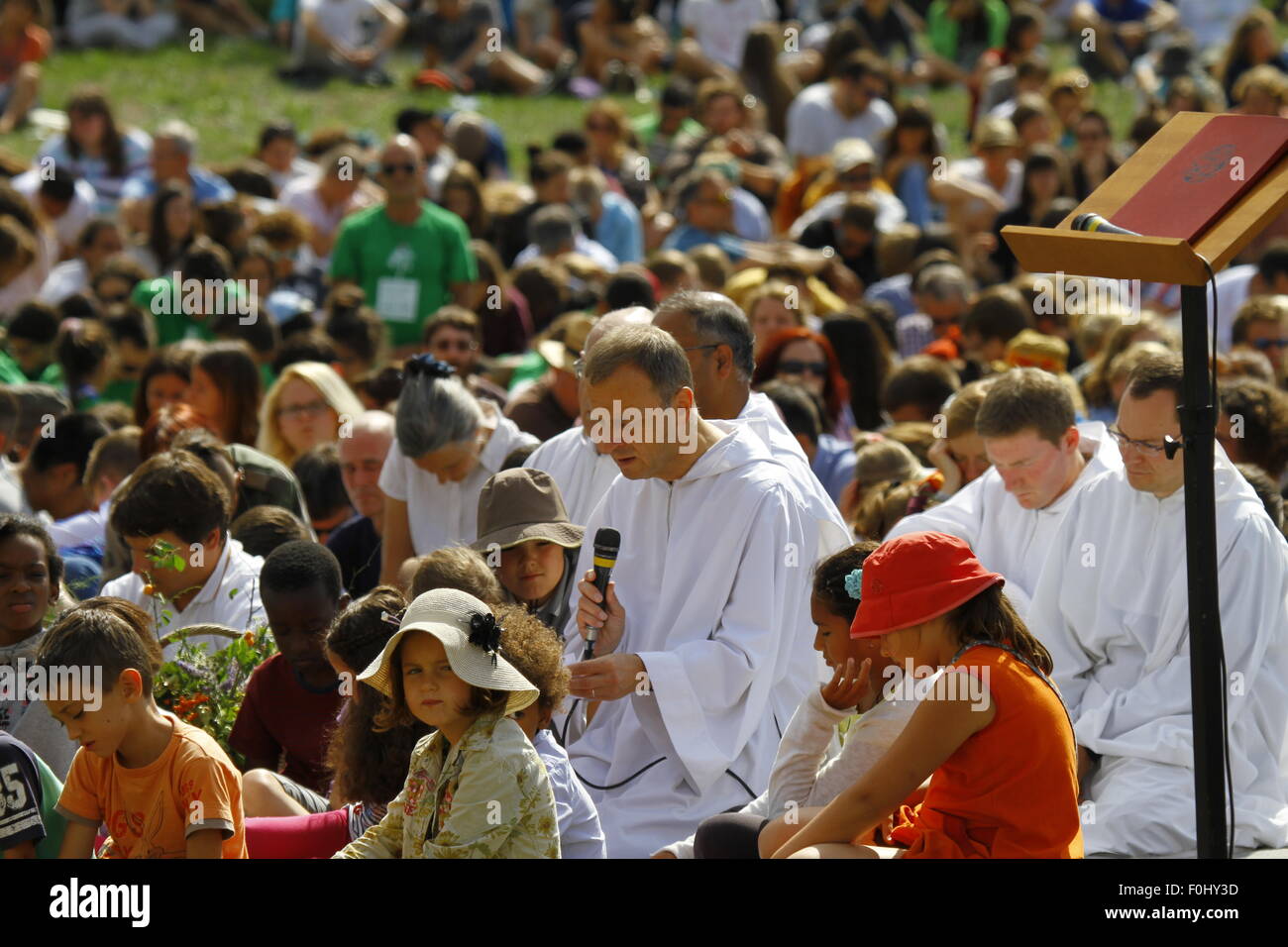 Burgundy, France. 16th Aug, 2015. Brother Alois, the Prior of the Taizé ...