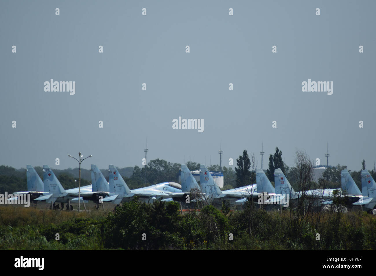 Fighter aircrafts. Military airfield and parking lots of planes Stock ...