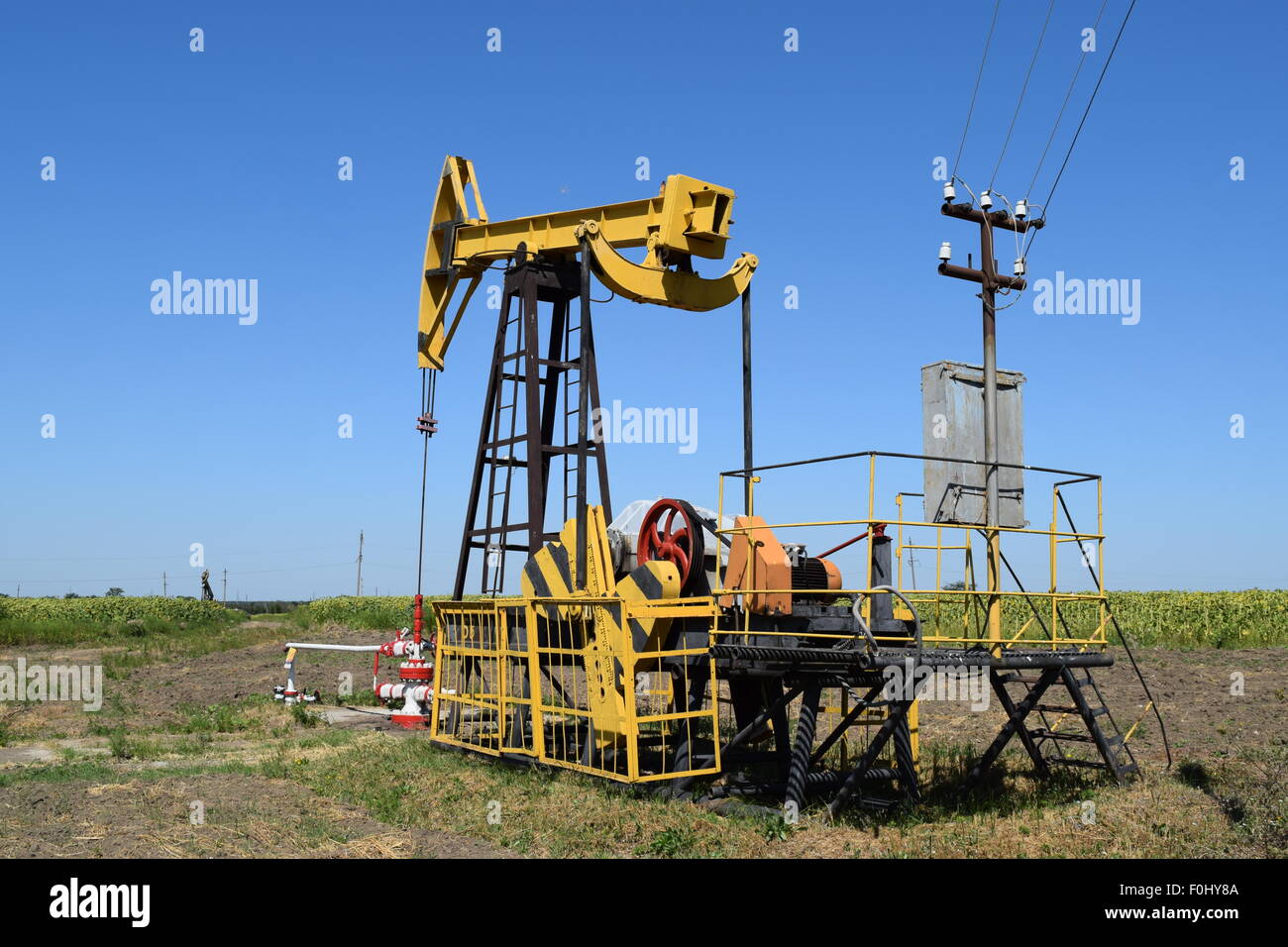The pumping unit as the oil pump installed on a well. Equipment of oil ...