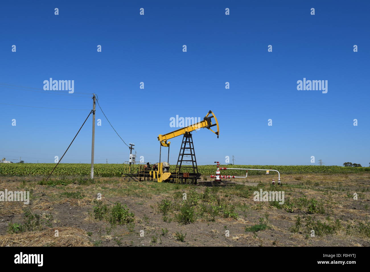 The pumping unit as the oil pump installed on a well. Equipment of oil ...