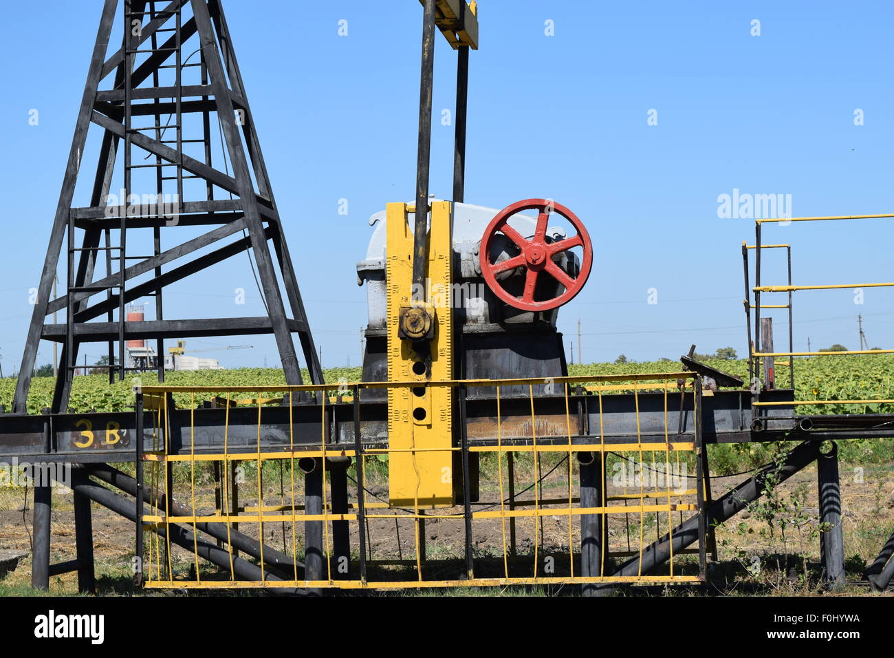 The pumping unit as the oil pump installed on a well. Equipment of oil ...