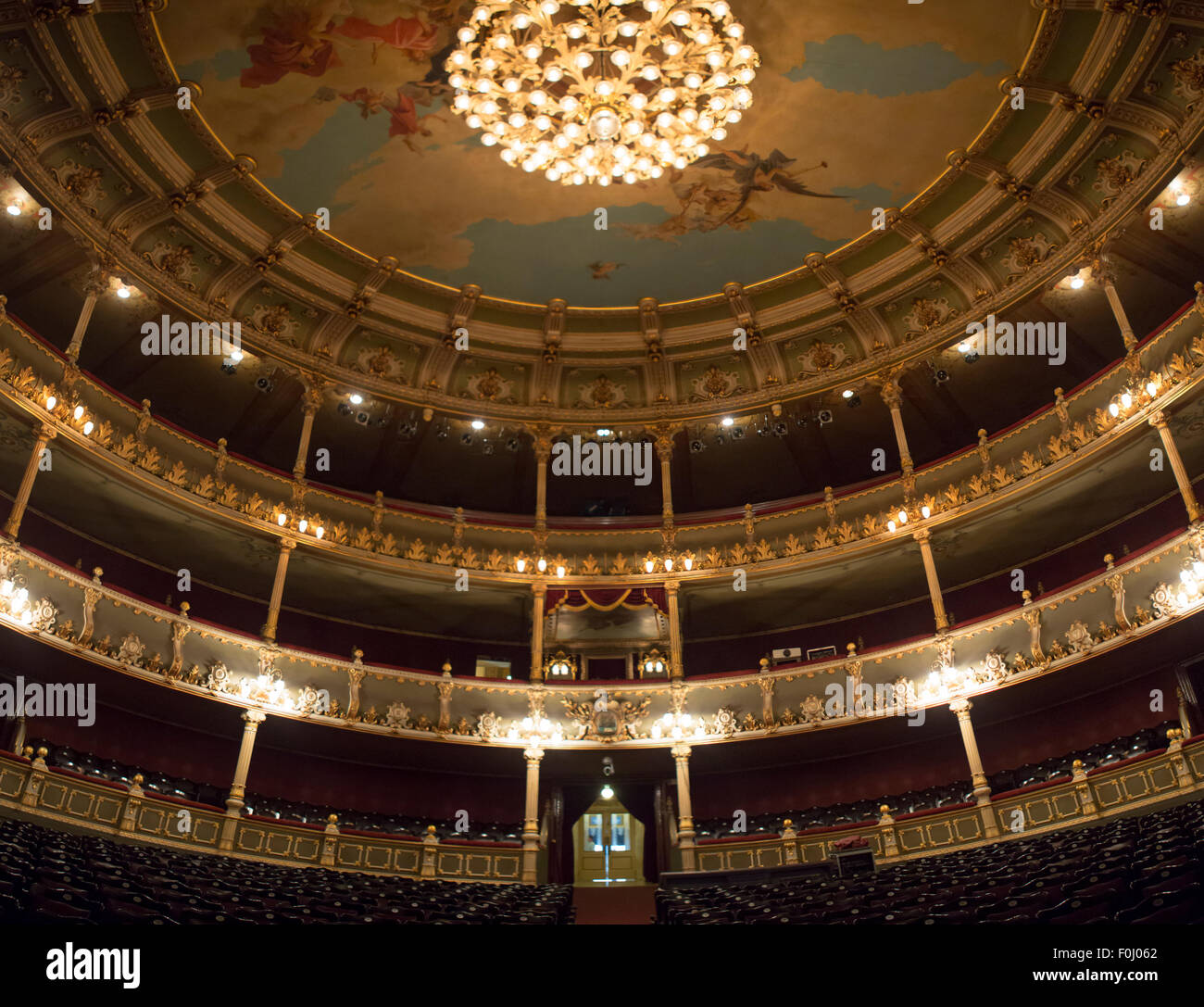 Large empty classical theater in baroque style old fashioned beautiful ...