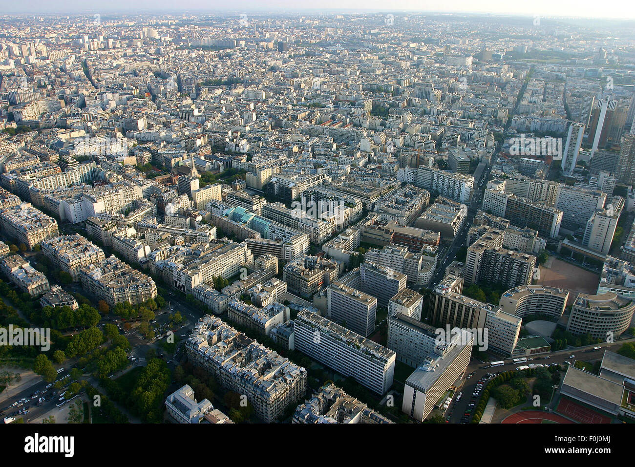 Aerial view of Paris from the eiffel tower with clear sky Stock Photo ...