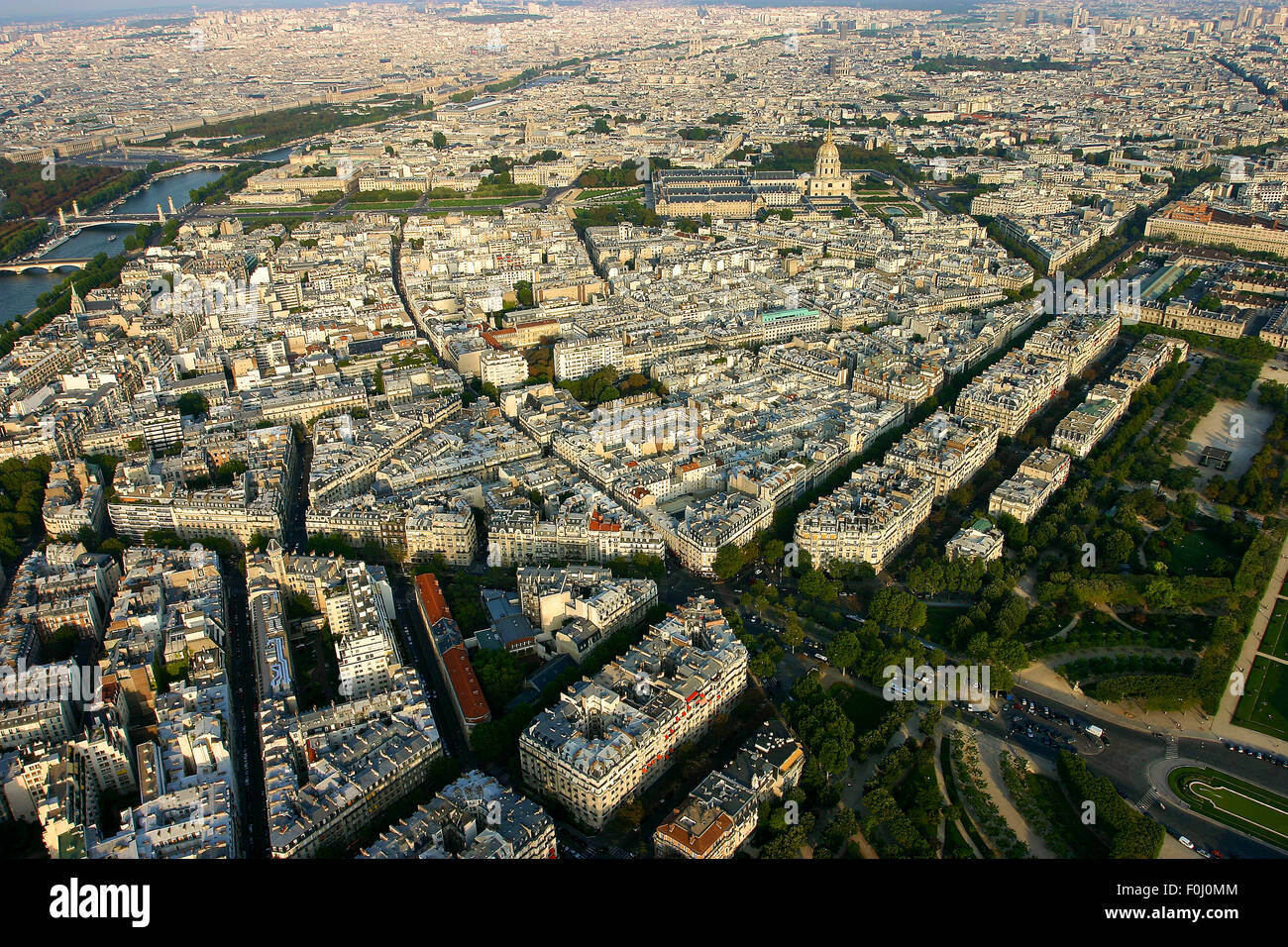 Aerial view of Paris from the eiffel tower with clear sky Stock Photo ...