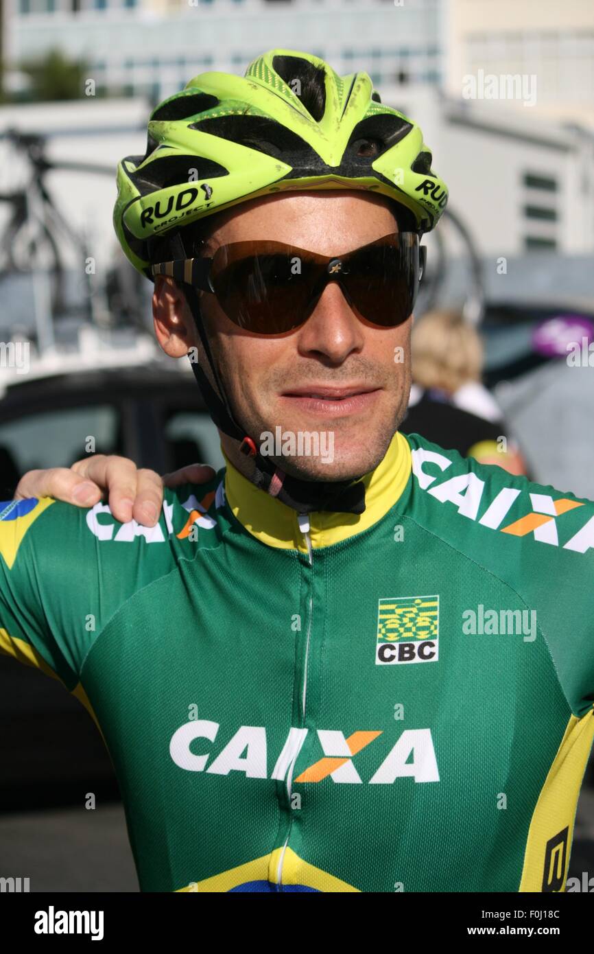 Rio de Janeiro, Brazil. 16th August 2015. Bicycle racer before the 165 ...