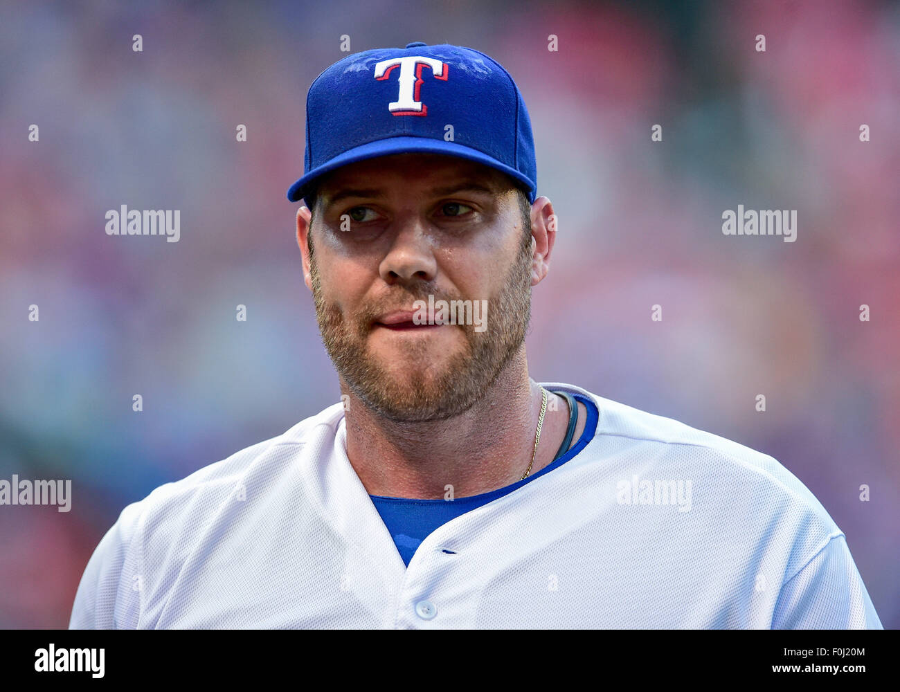 Arlington, Texas, USA. 15th August, 2015. Texas Rangers starting ...