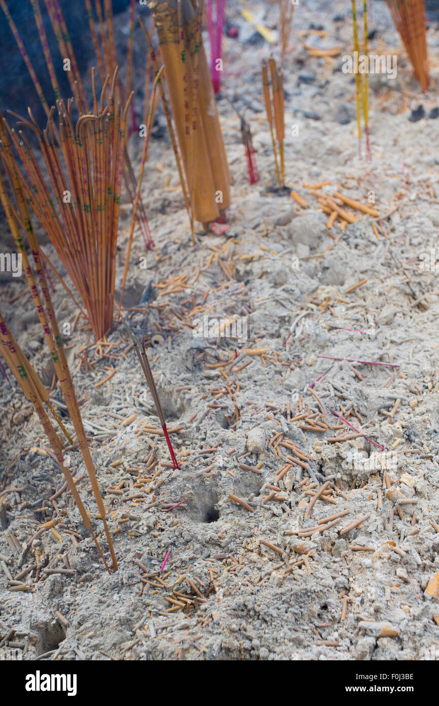 Burning Incense in a Temple in Hangzhou, the photo is taken from above ...