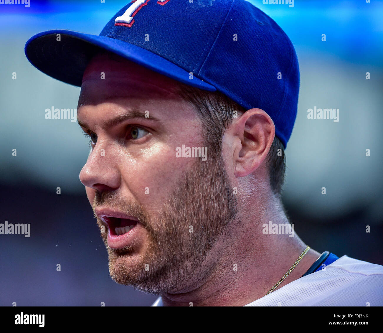 Arlington, Texas, USA. 15th August, 2015. Texas Rangers starting ...