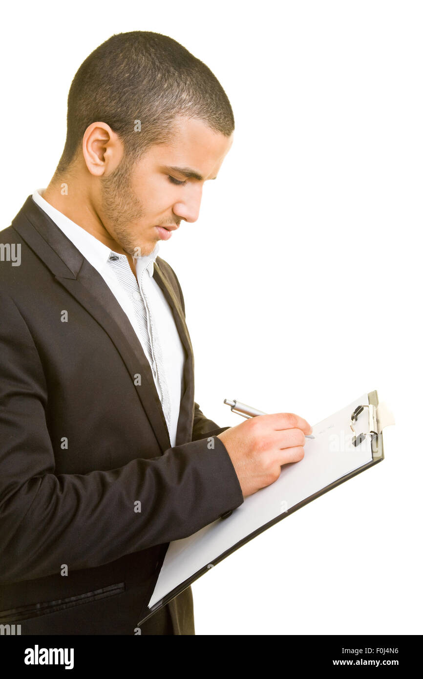 Male student black taking notes hi-res stock photography and images - Alamy
