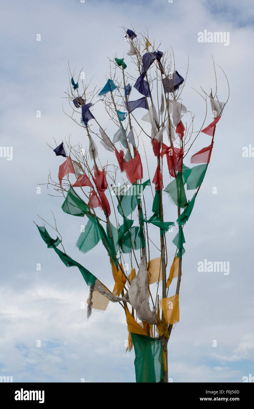 Tibetan prayer flags in the wind on a peak hi-res stock photography and ...