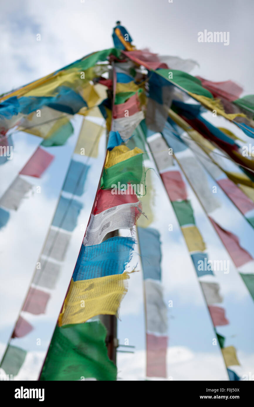 Tibetan buddhist prayer flags from Tibet in China Stock Photo - Alamy