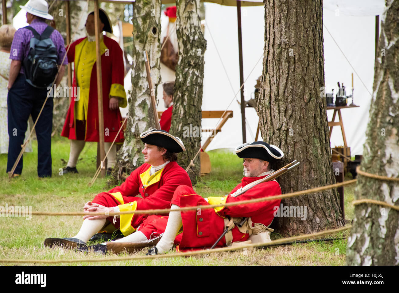 French military soldiers relaxing during an 18th Century Jacobite era ...