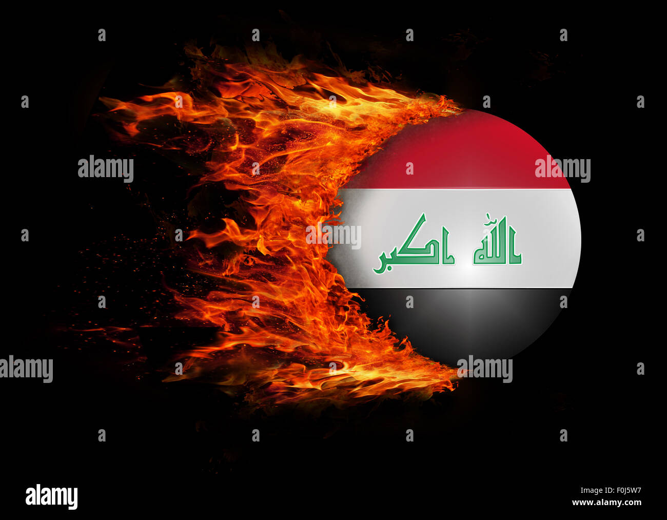 Concept of speed - Flag with a trail of fire - Iraq Stock Photo - Alamy