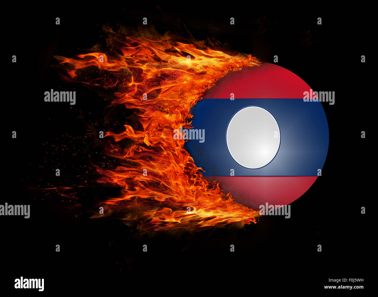 Concept of speed - Flag with a trail of fire - Laos Stock Photo - Alamy