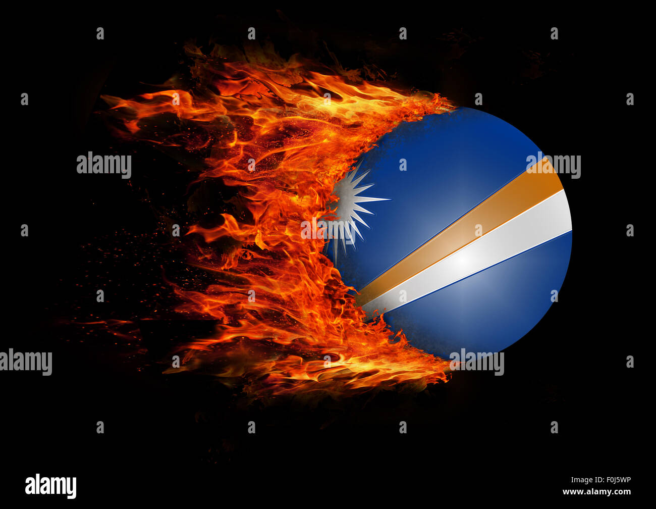 Concept of speed - Flag with a trail of fire - Marshall Islands Stock ...