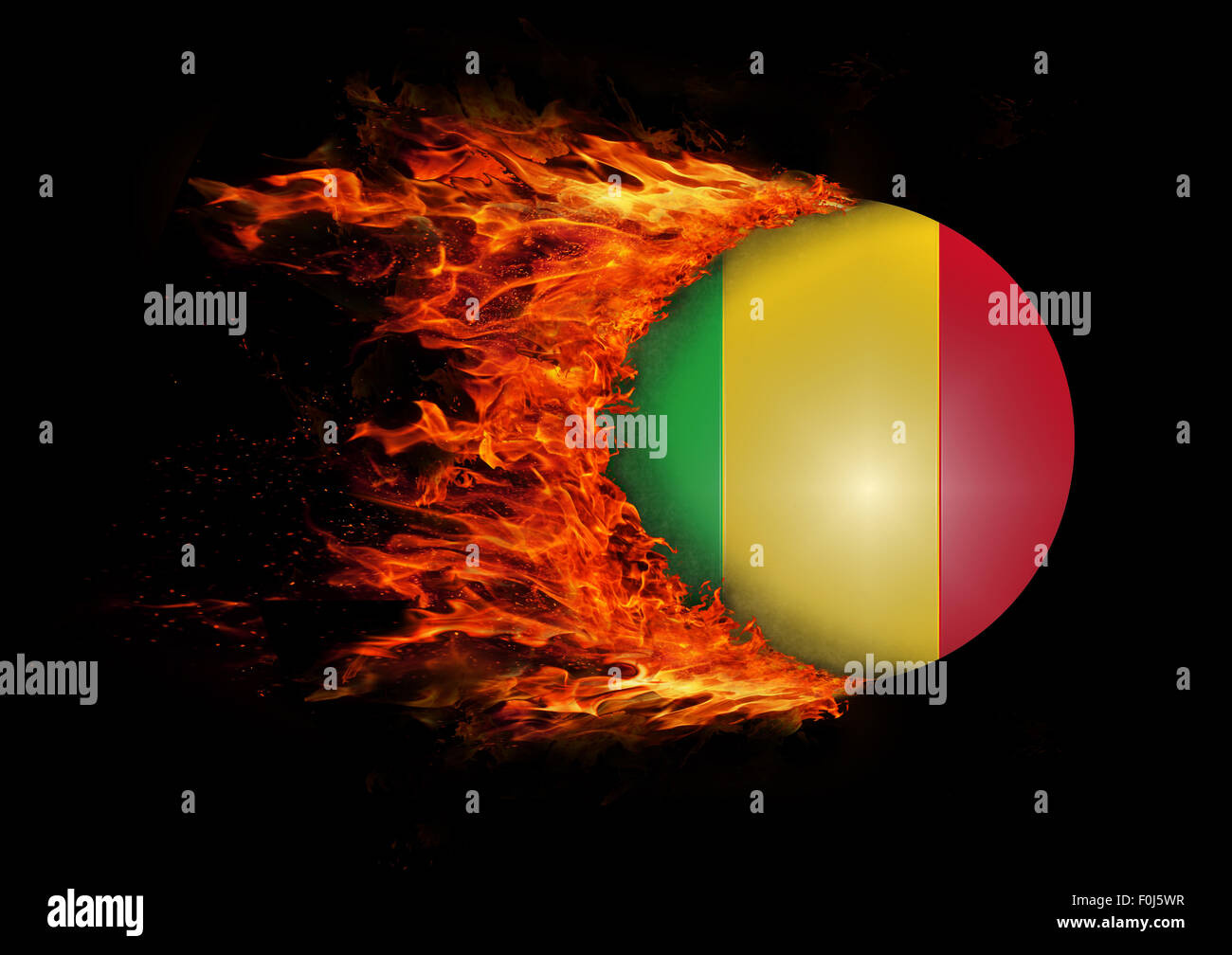 Concept of speed - Flag with a trail of fire - Mali Stock Photo - Alamy