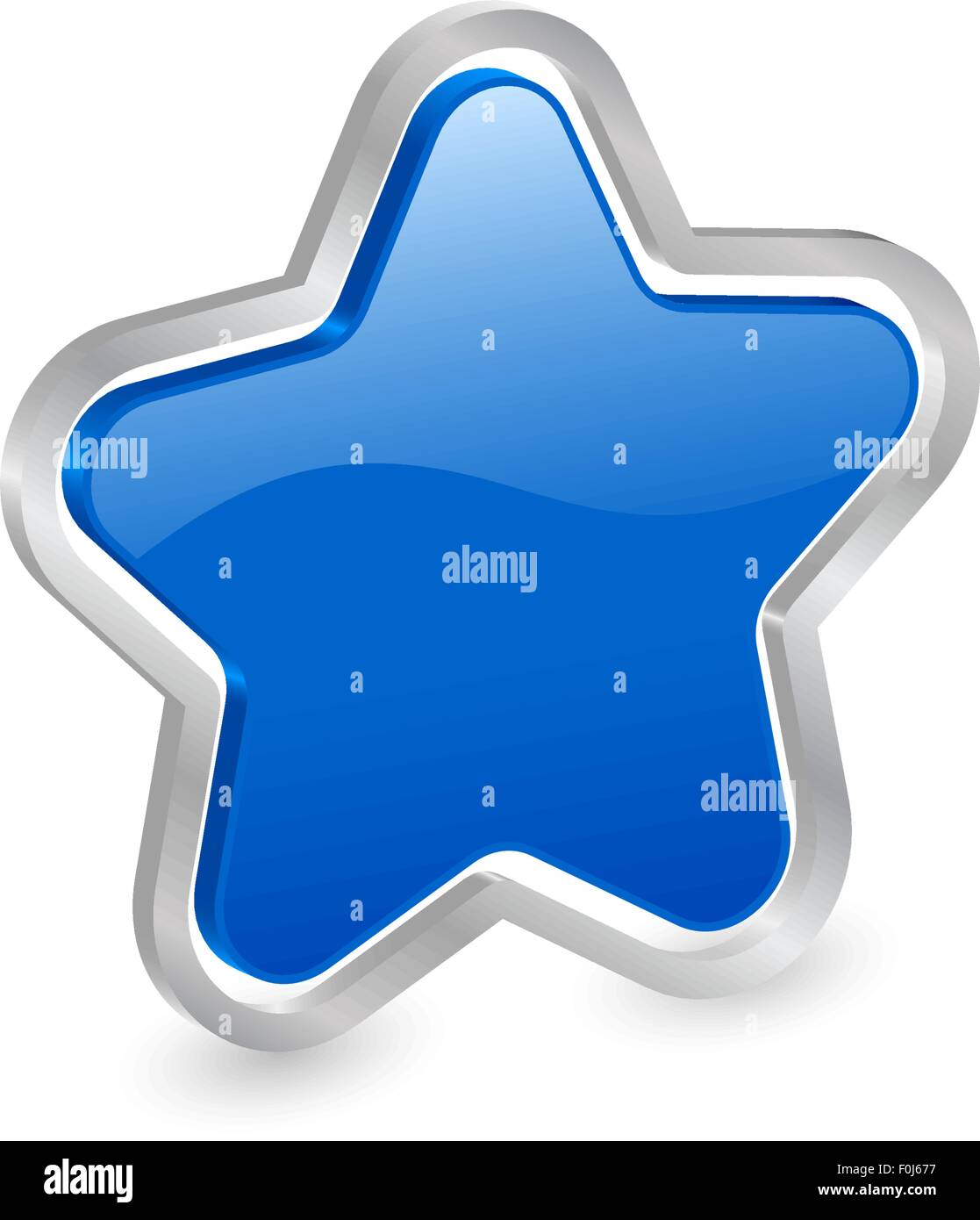 Blue star icon with metal contour, isolated on a white background ...
