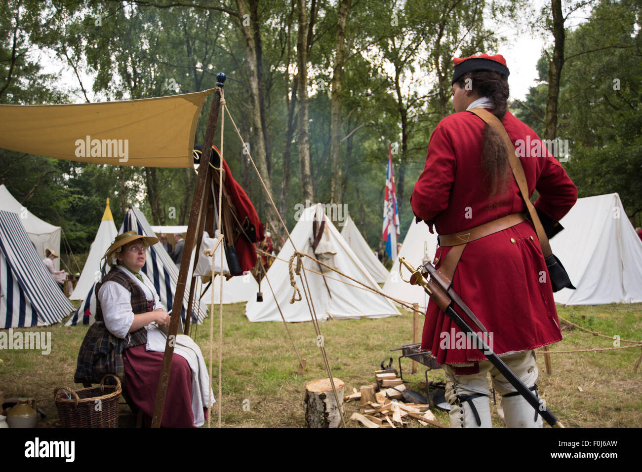 French military soldiers during an 18th Century Jacobite era re ...