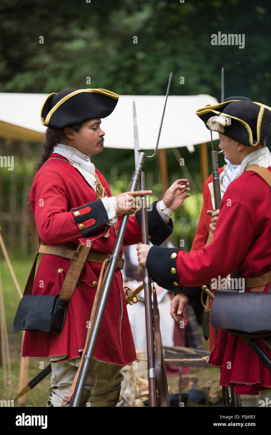 French military soldiers during an 18th Century Jacobite era re ...