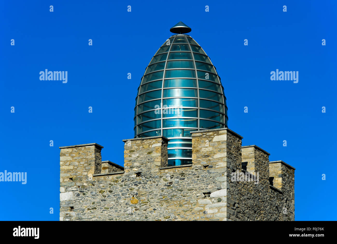 Glass dome designed by Mario Botta on the tower of the bishop's castle ...