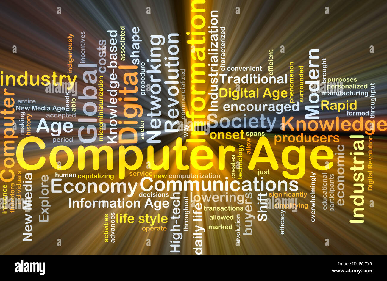 Background concept wordcloud illustration of computer age glowing light ...