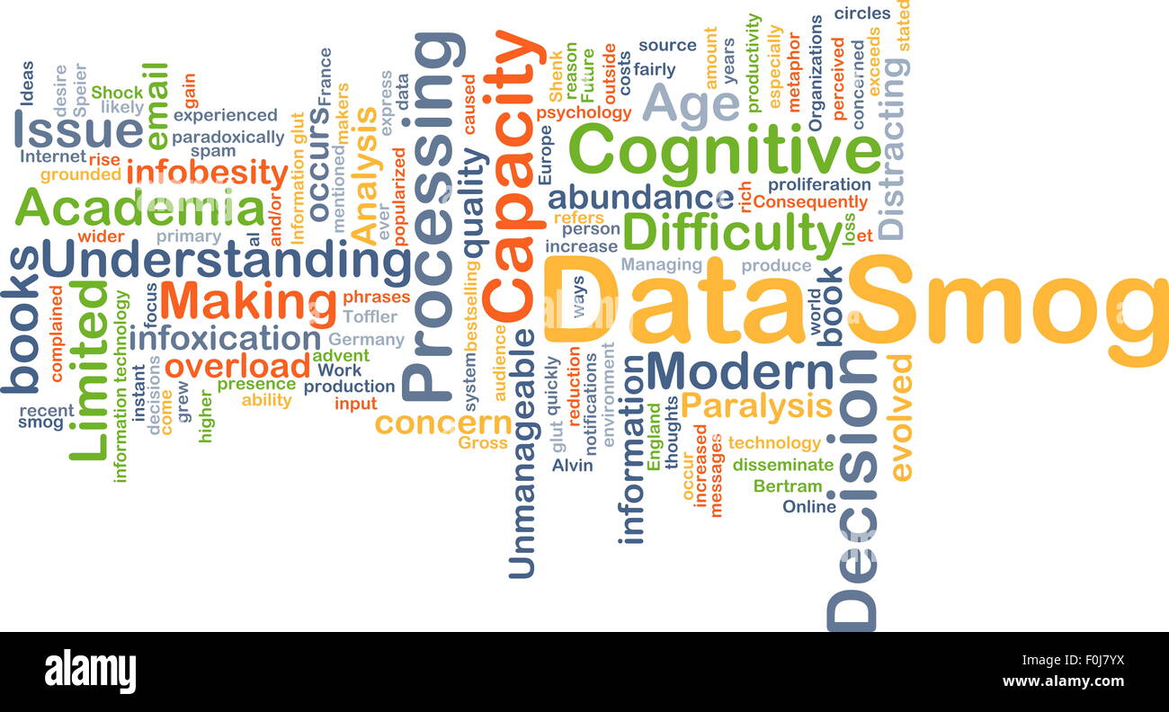 Background concept wordcloud illustration of data smog Stock Photo - Alamy